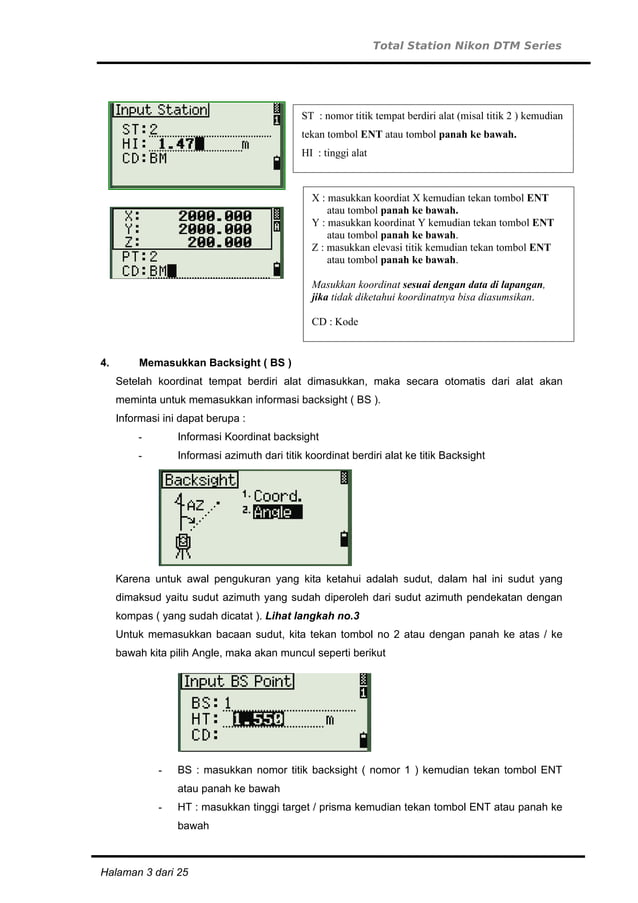 Tutorial Pengukuran dengan Total Station (Nikon) | PDF