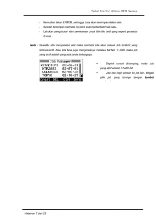 Tutorial Pengukuran dengan Total Station (Nikon) | PDF