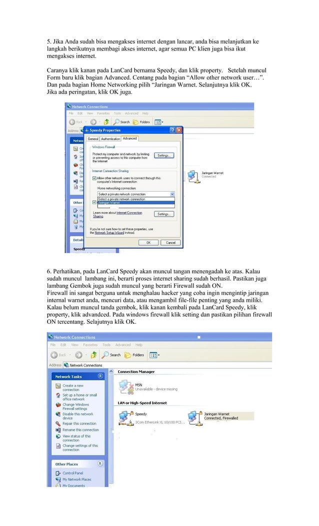 Petunjuk cara setting jaringan warnet bagi pemula | PDF