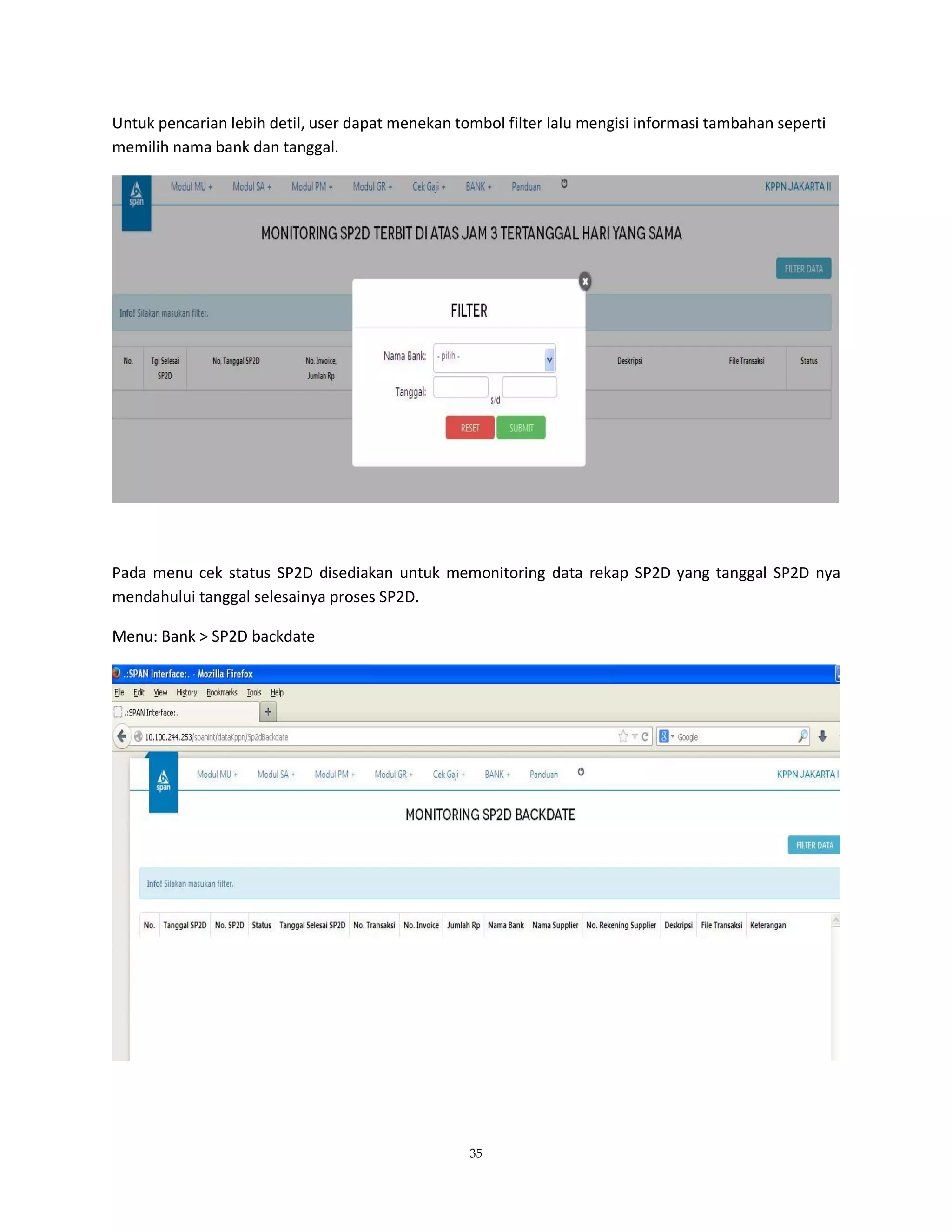 Petunjuk manual aplikasi online monitoring span | PDF