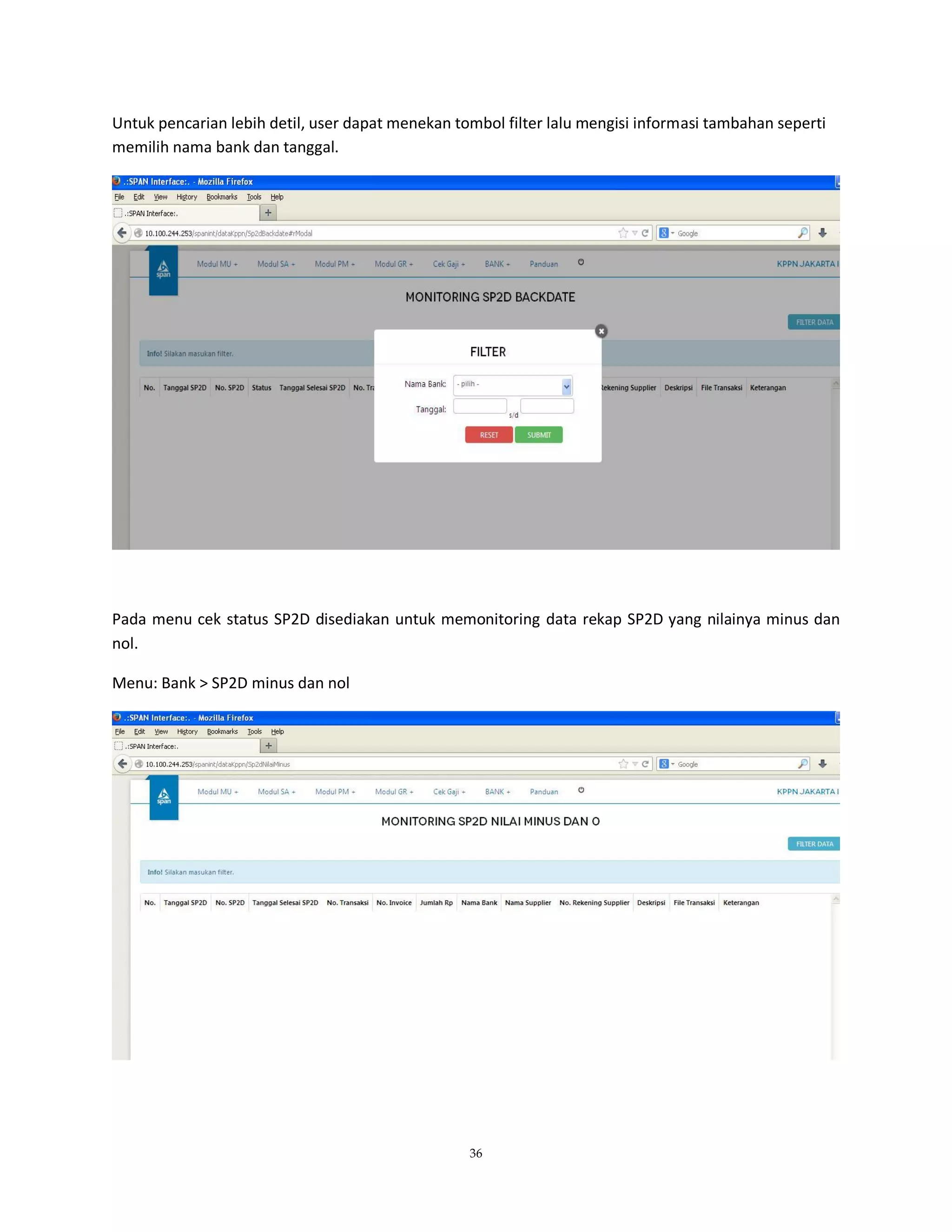 Petunjuk manual aplikasi online monitoring span | PDF