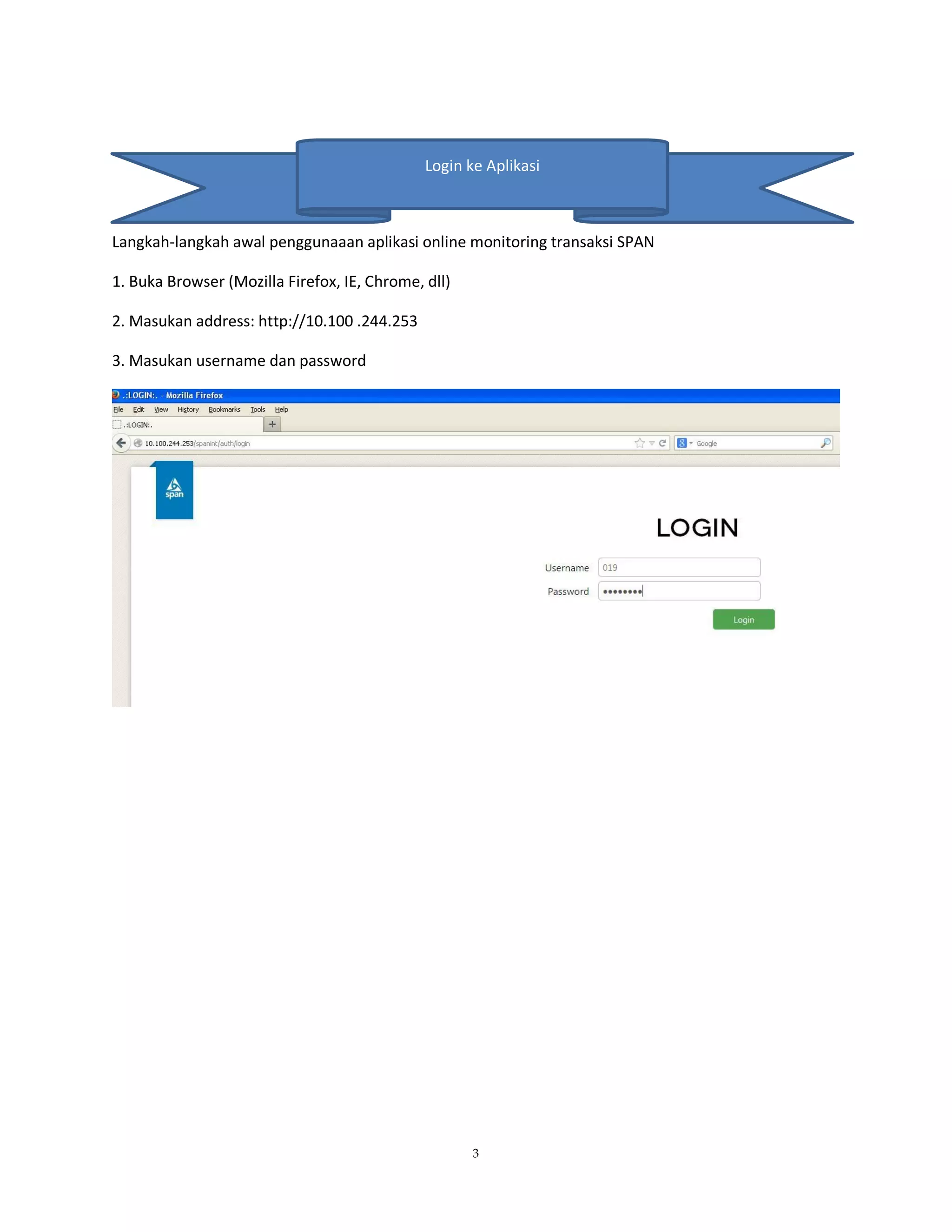 Petunjuk manual aplikasi online monitoring span | PDF