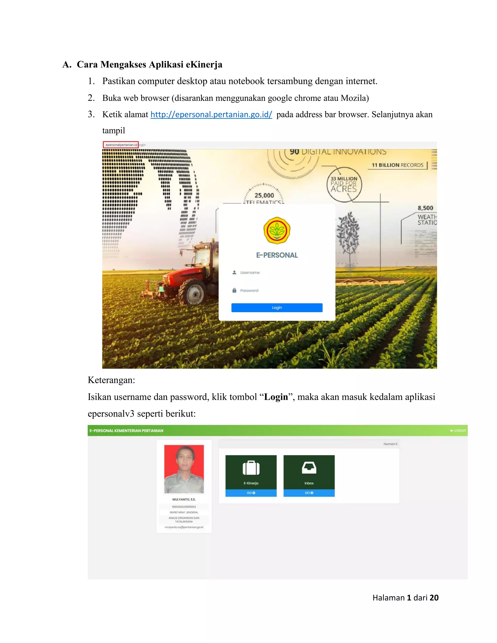 Petunjuk Operasional eKinerja | PDF