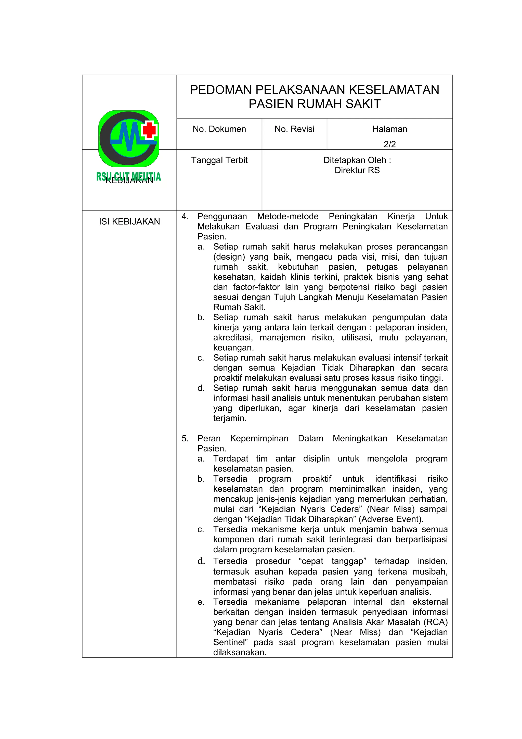 SOP Petunjuk pelaksanaan | DOC