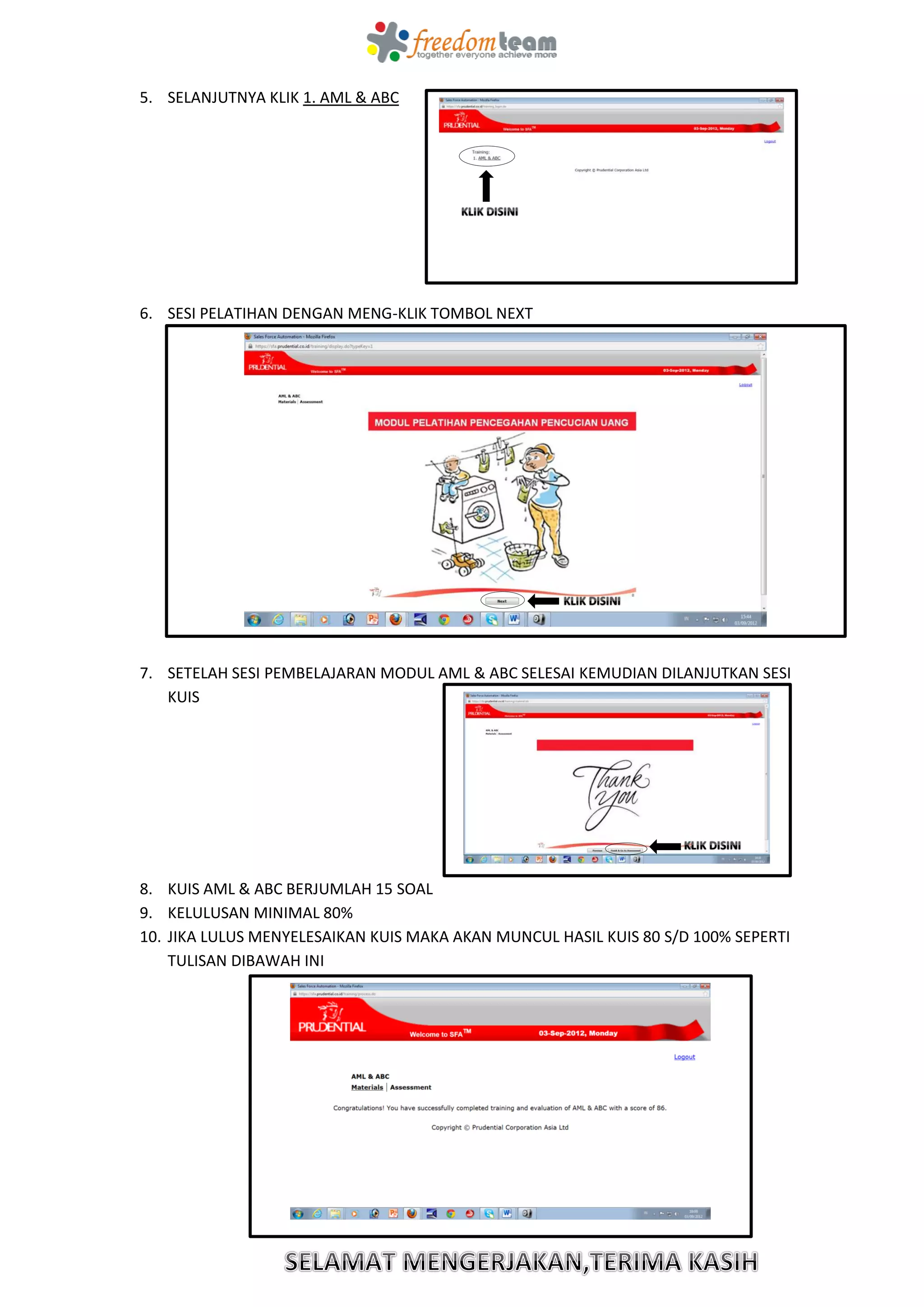 Petunjuk pelatihan aml | PDF