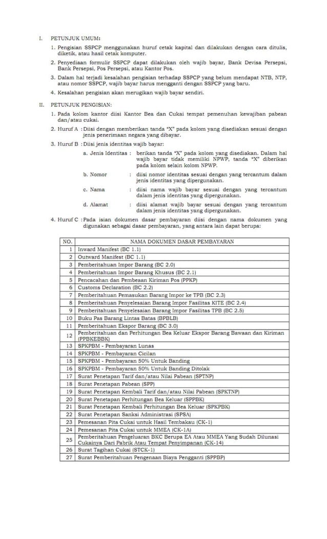 Petunjuk pengisian sspcp | PDF
