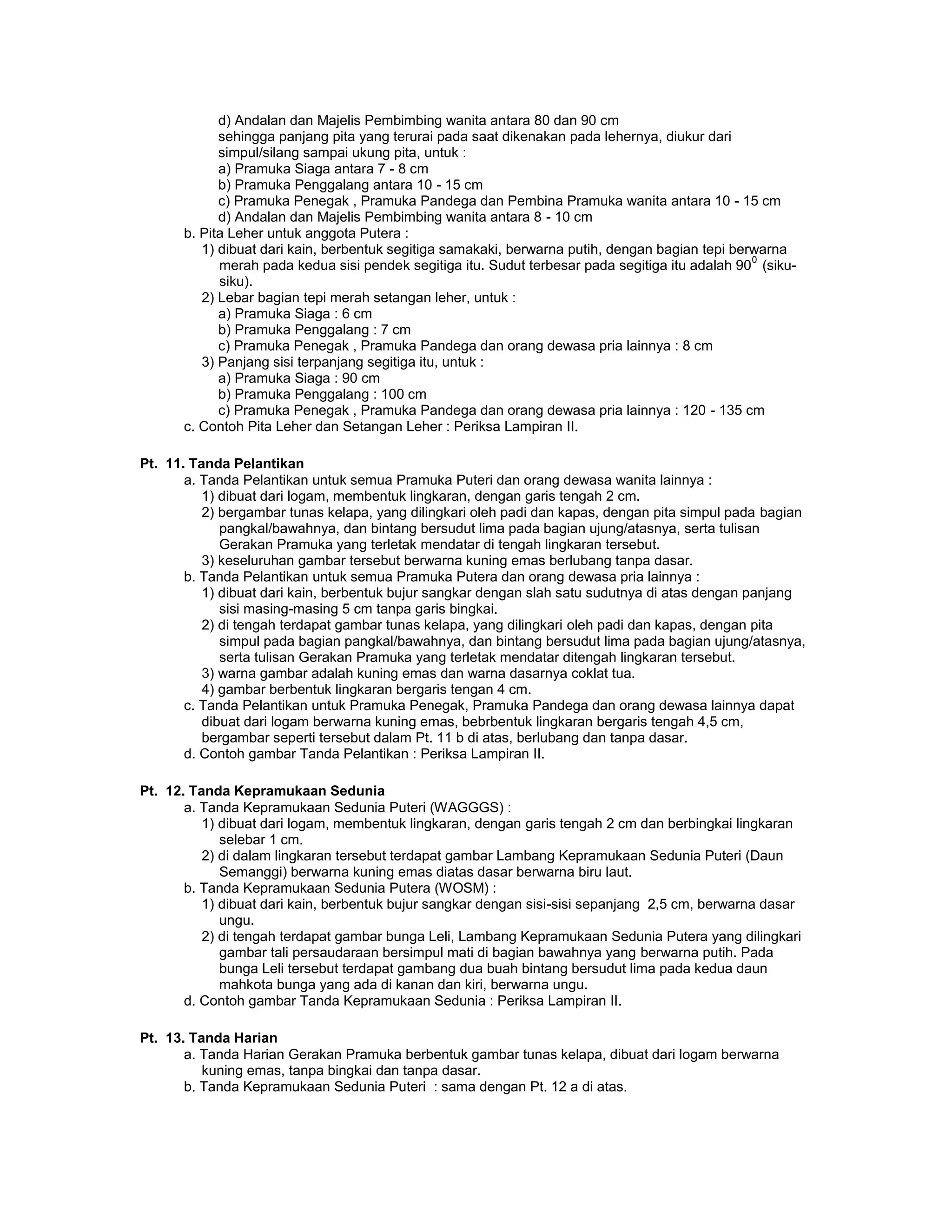 PP Tanda Umum Gerakan Pramuka Keputusan Kwartir Nasional Gerakan Pramuka No. 059 Tahun 1982 | PDF