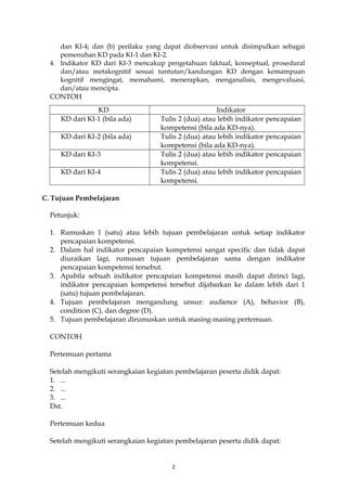 Petunjuk penyusunan komponen2 rpp | PDF