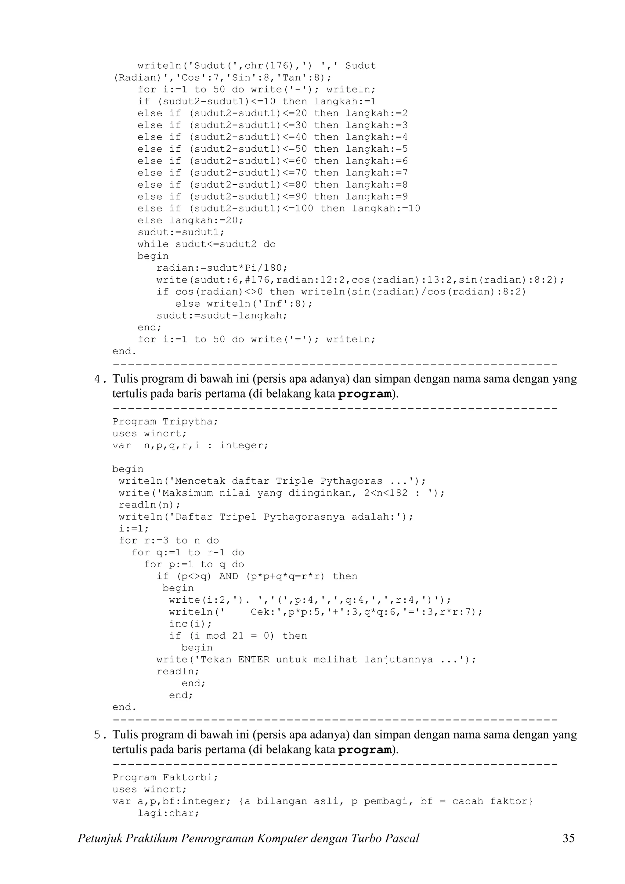 Petunjuk praktikumpemrogramankomputer | PDF