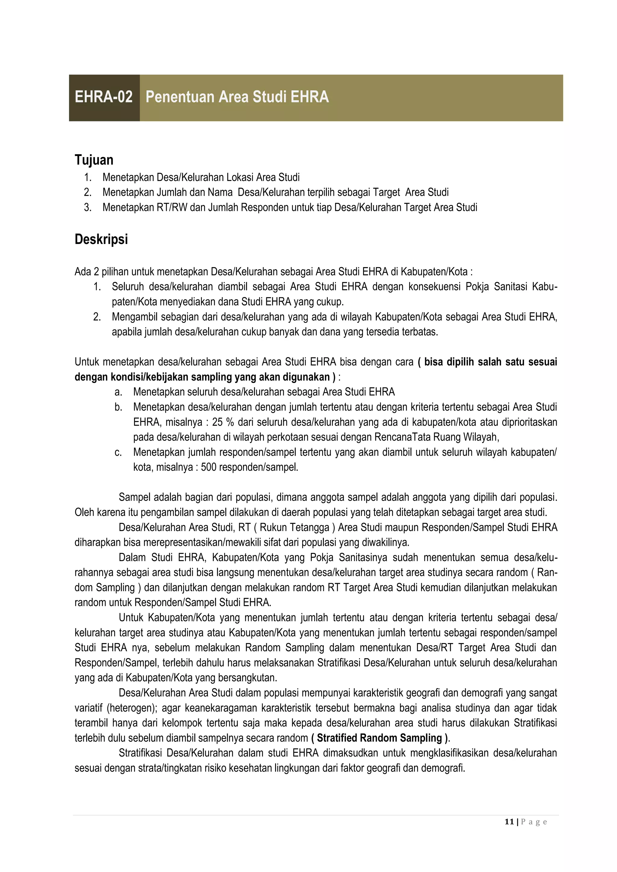 Pedoman Studi EHRA (Environmental Health Risk Assessment) 2014 | PDF