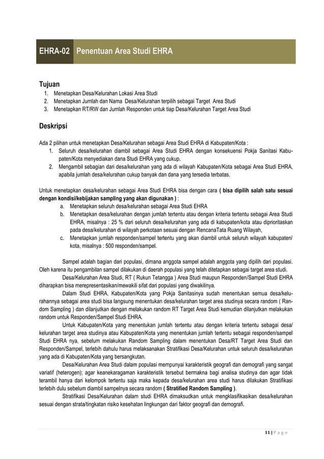 Pedoman Studi EHRA (Environmental Health Risk Assessment) 2014 | PDF