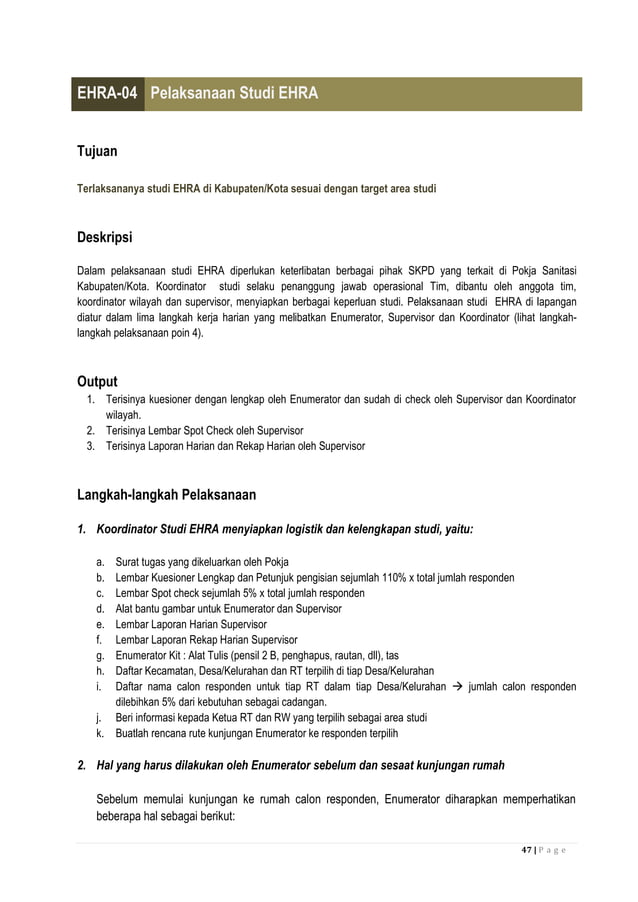 Pedoman Studi EHRA (Environmental Health Risk Assessment) 2014 | PDF