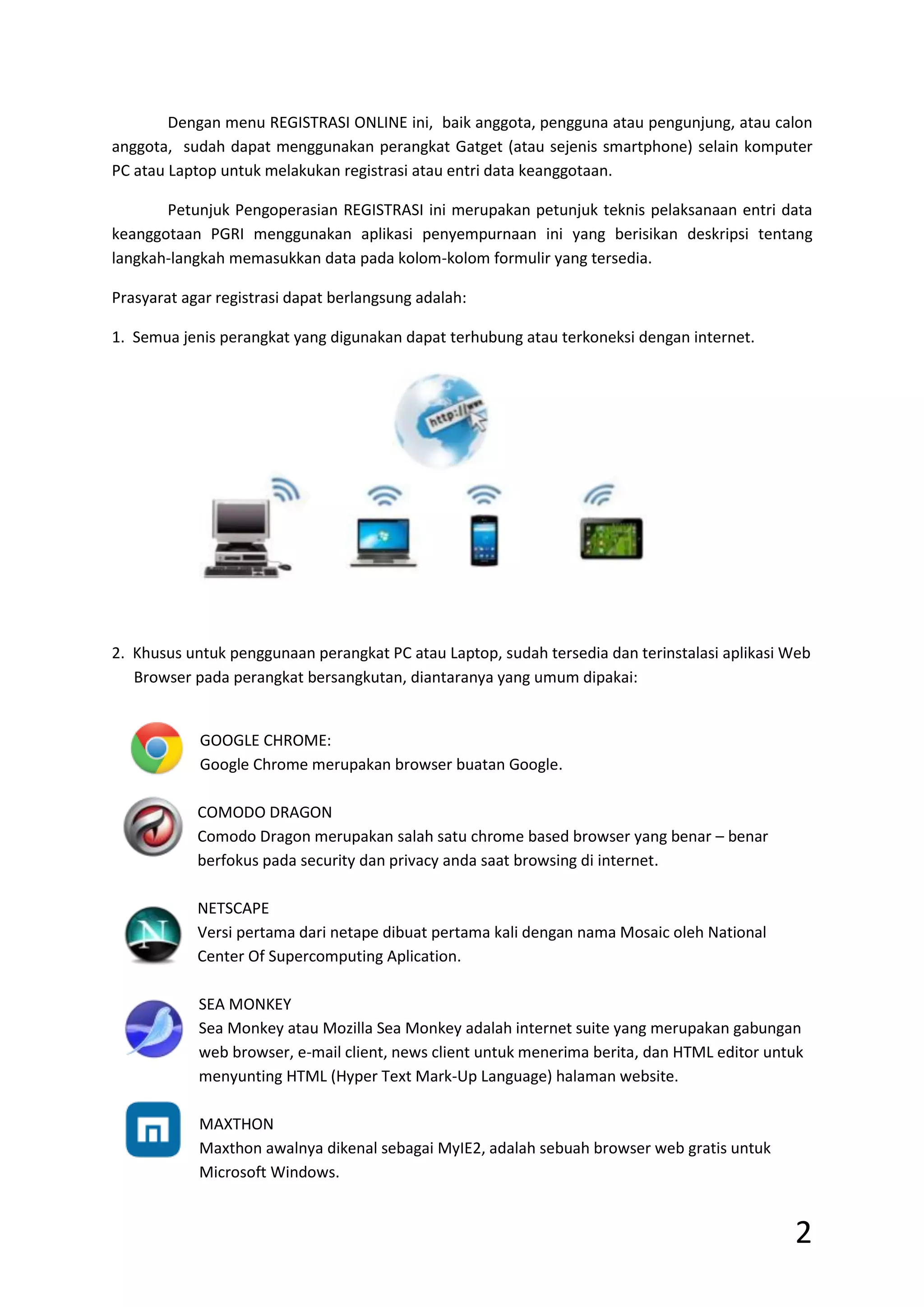 Petunjuk registrasi kta pgri | PDF