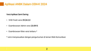 Petunjuk Teknis Aplikasi Pelaksanaan OSNK 2024 | PDF