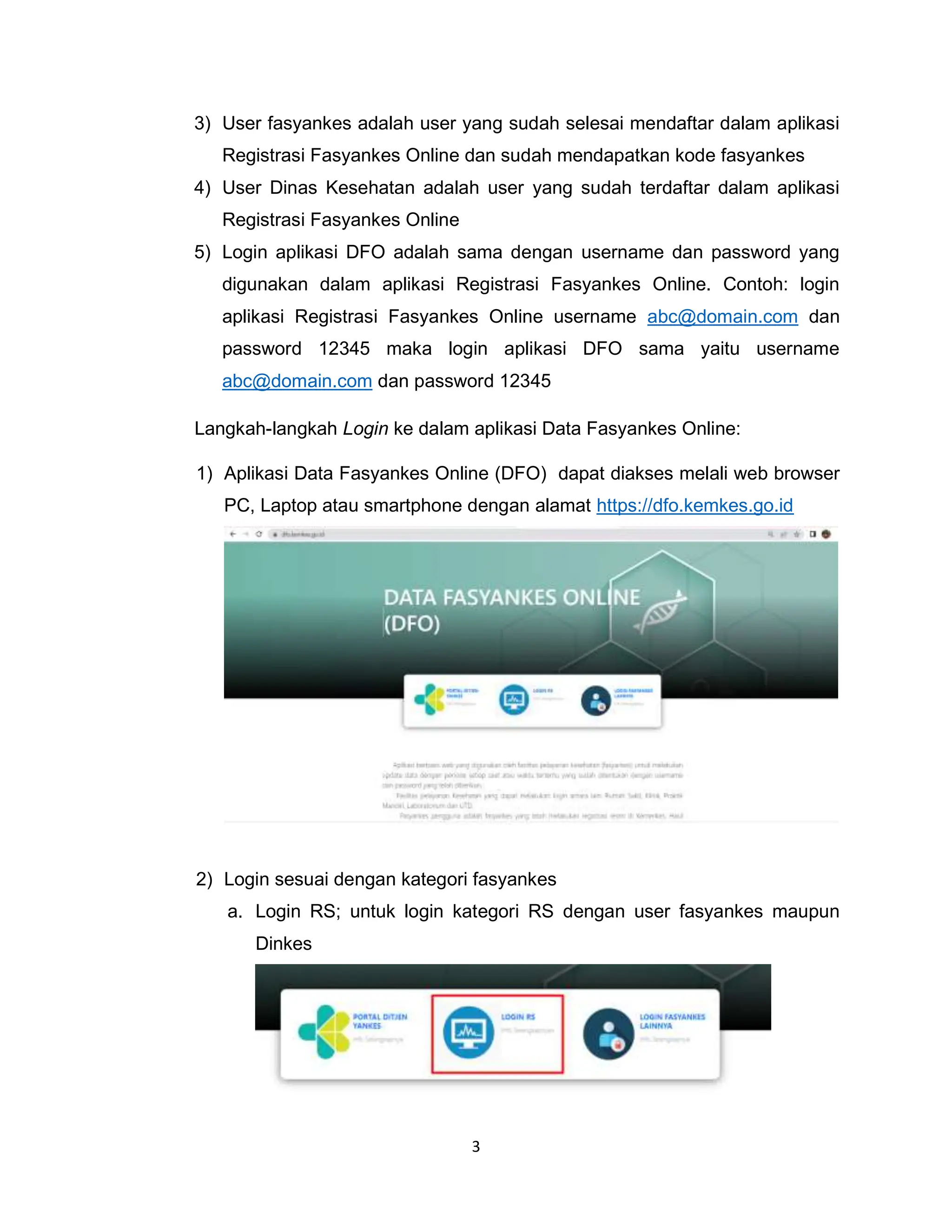 Petunjuk Teknis Data Fasyankes Online DFO | PDF