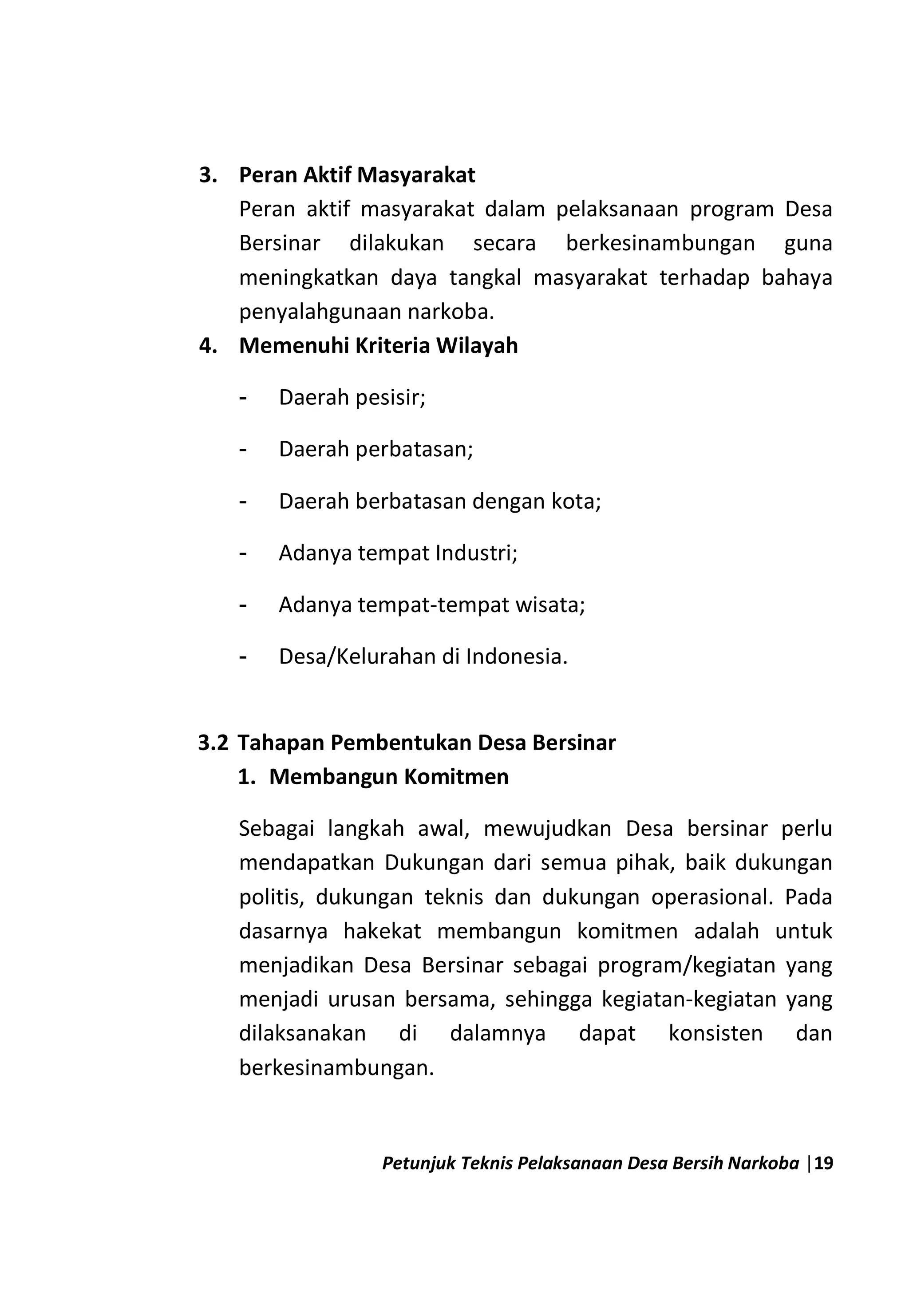 Petunjuk Teknis Pelaksanaan Desa Bersih Narkoba | PDF