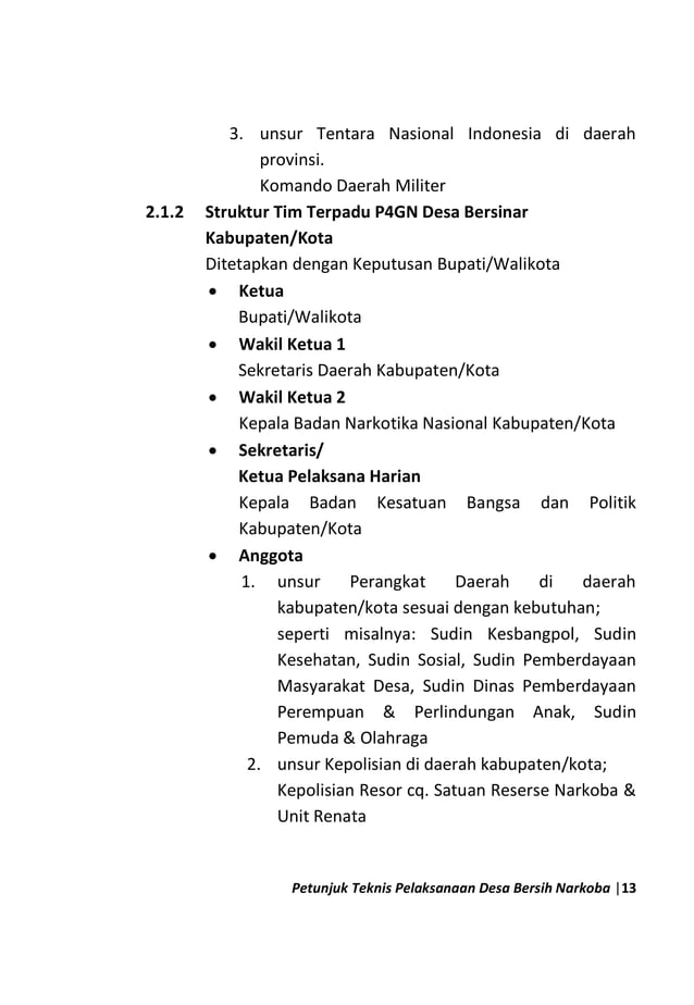 Petunjuk Teknis Pelaksanaan Desa Bersih Narkoba | PDF