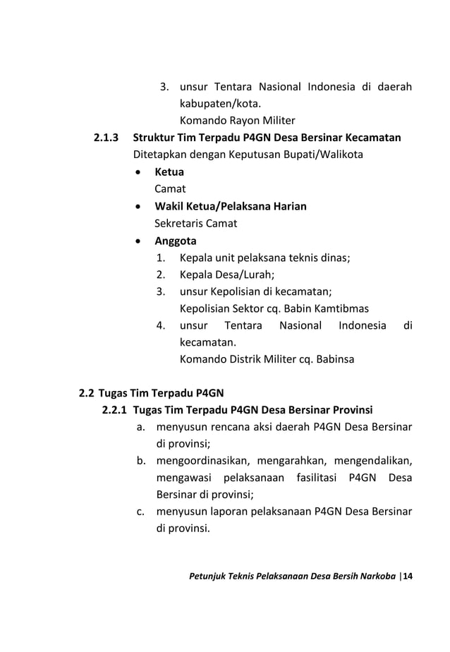 Petunjuk Teknis Pelaksanaan Desa Bersih Narkoba | PDF