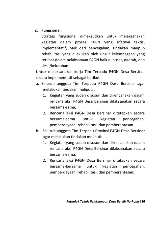 Petunjuk Teknis Pelaksanaan Desa Bersih Narkoba | PDF
