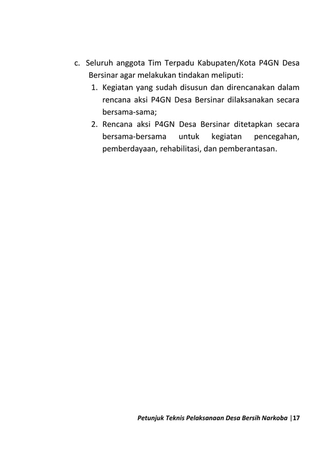 Petunjuk Teknis Pelaksanaan Desa Bersih Narkoba | PDF