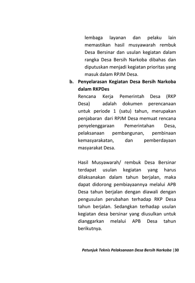 Petunjuk Teknis Pelaksanaan Desa Bersih Narkoba | PDF