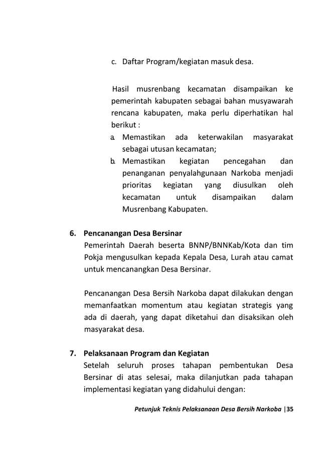 Petunjuk Teknis Pelaksanaan Desa Bersih Narkoba | PDF