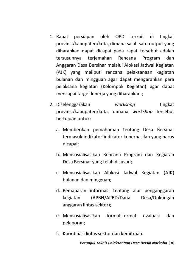 Petunjuk Teknis Pelaksanaan Desa Bersih Narkoba | PDF