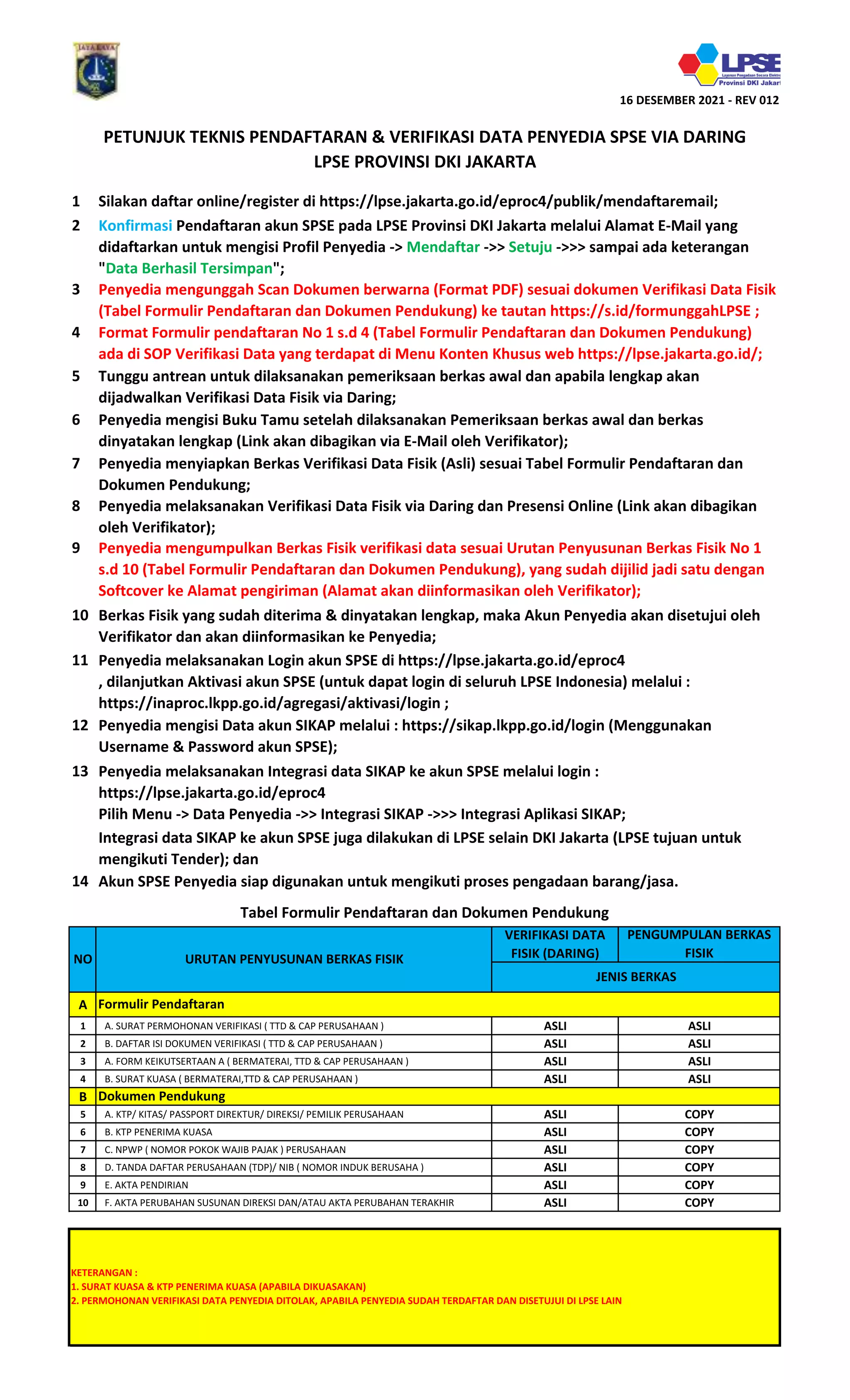 Petunjuk Teknis Pendaftaran dan Verifikasi Data Penyedia SPSE Via ...
