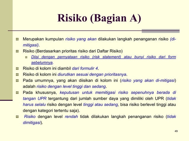 Petunjuk teknis pengisian form manajemen risiko kemenkeu | PDF