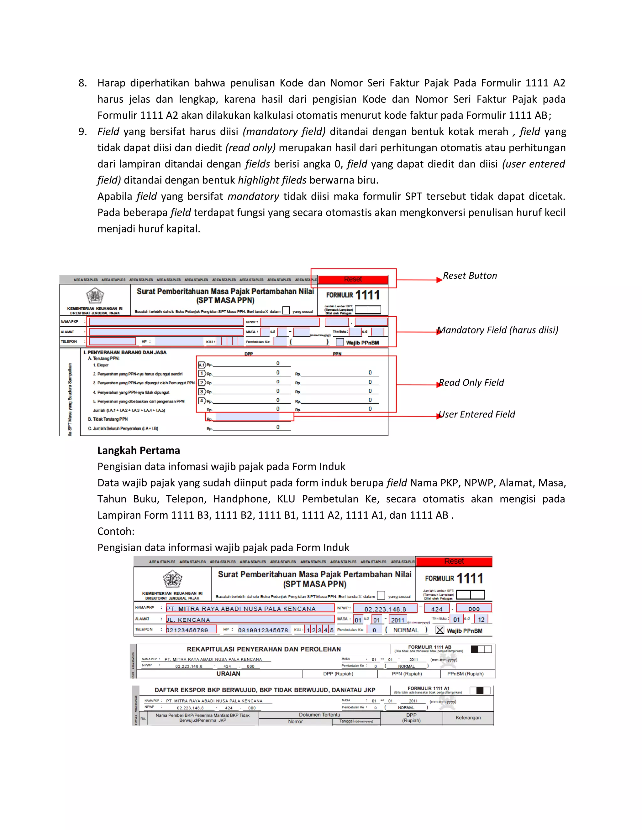 Petunjuk teknis pengisian form spt ppn 1111 | DOC