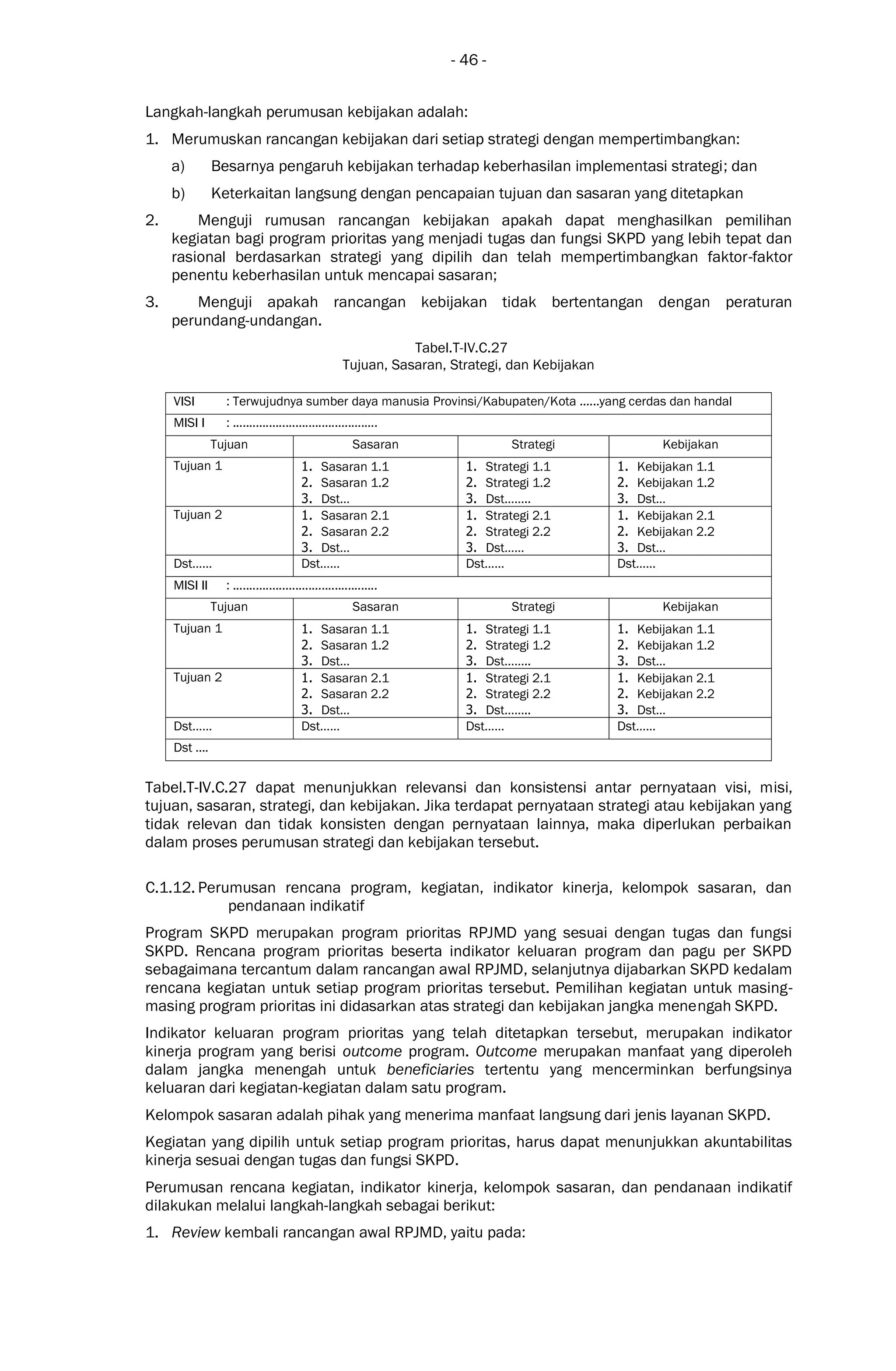 Petunjuk teknis penyusunan RENSTRA | PDF