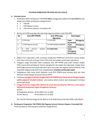 Petunjuk thr 2020 ppnpn sas | PDF