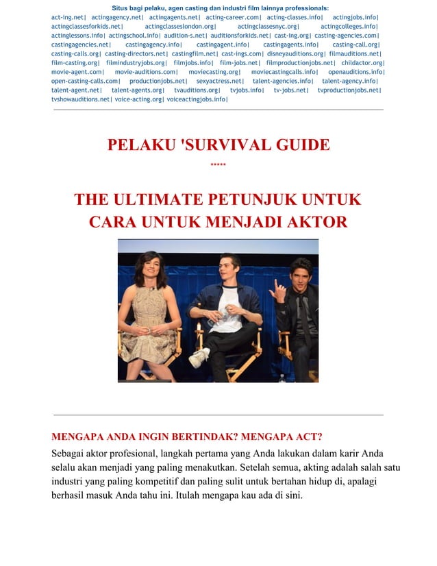 PETUNJUK UNTUK CARA UNTUK MENJADI AKTOR (Indonesia) | PDF