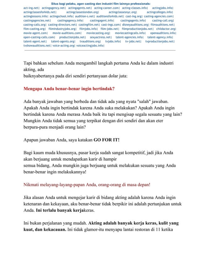 PETUNJUK UNTUK CARA UNTUK MENJADI AKTOR (Indonesia) | PDF