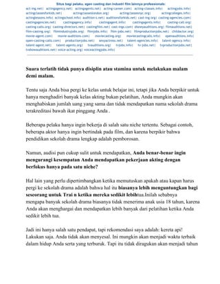 PETUNJUK UNTUK CARA UNTUK MENJADI AKTOR (Indonesia) | PDF