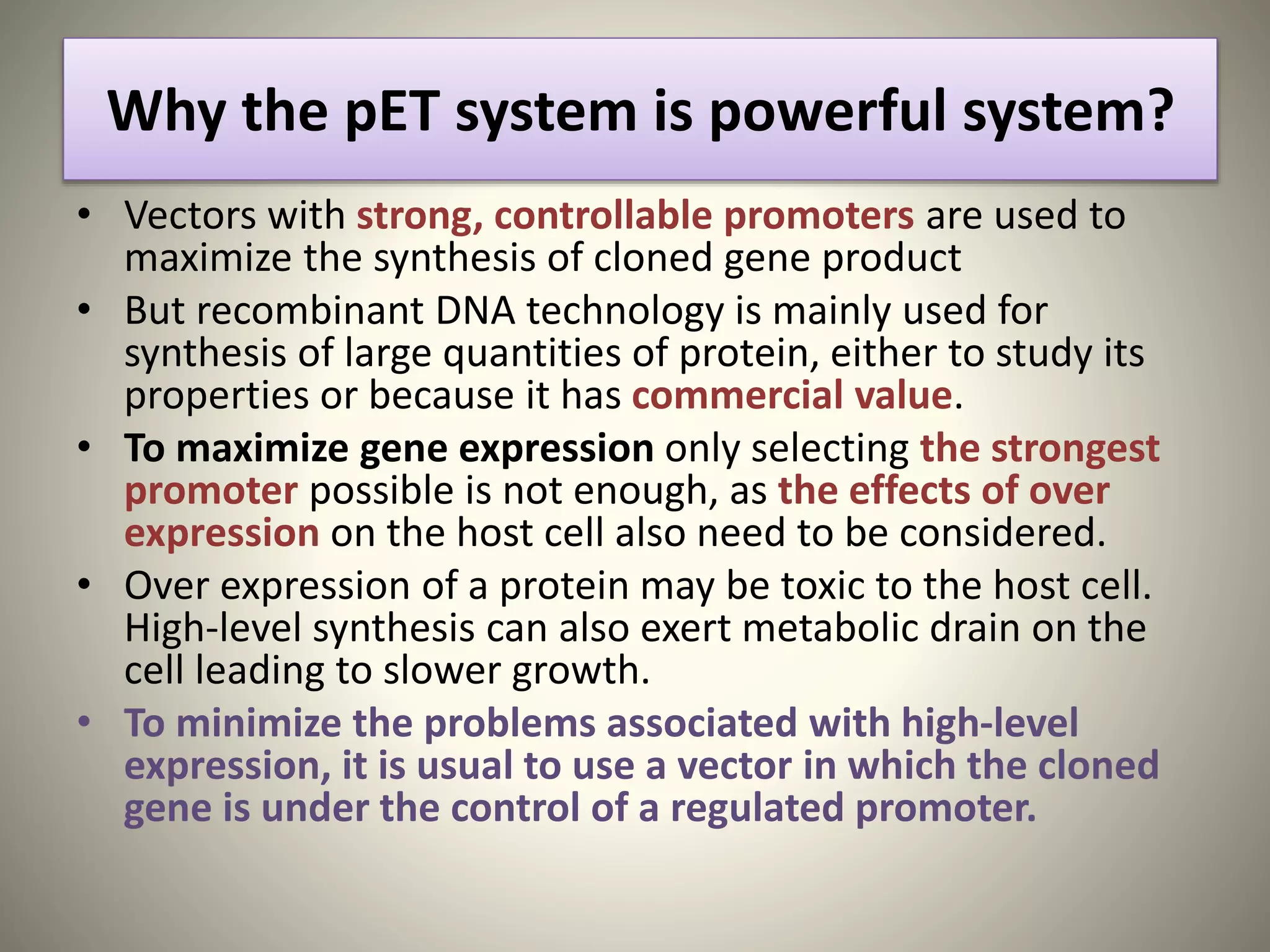 pET vector. Plasmid for Expression by T7 RNA Polymerase. | PPTX