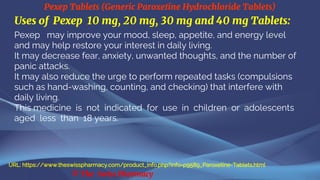 Pexep Tablets (Generic Paroxetine Hydrochloride Tablets) | PDF ...