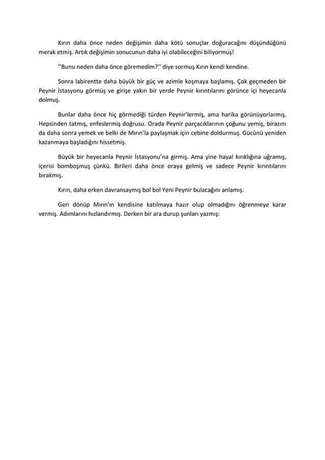 Peynirimi kim kapti | PDF