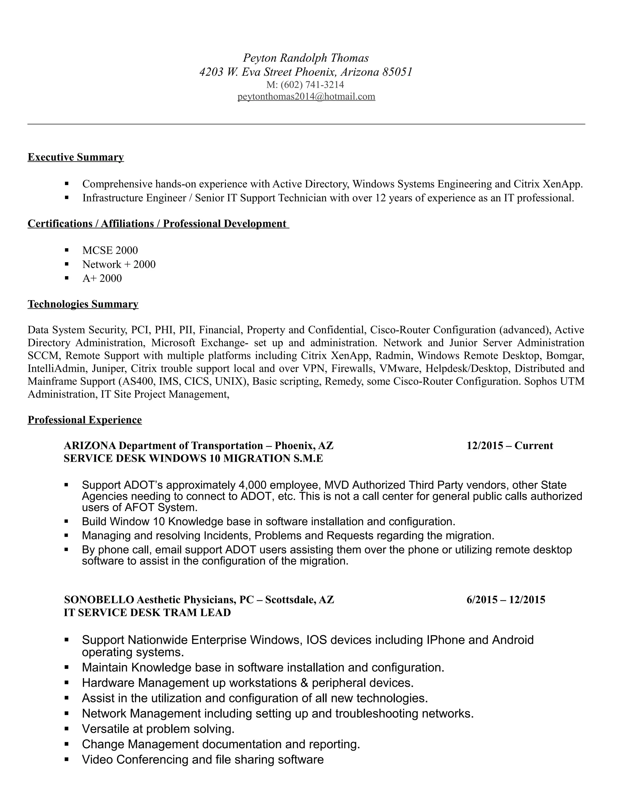 Peyton thomas desktop administrator | DOC