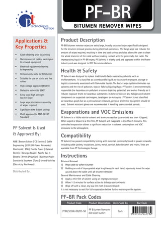 PF-BR Bitumen Removal Wipes - LV HV Cable & Switchgear Cleaning Wipes | PDF