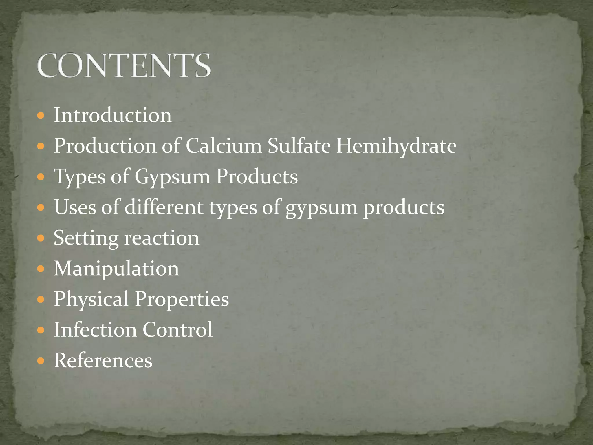 Gypsum Products | PPTX