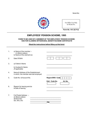 Provident fund form 10 c | PDF