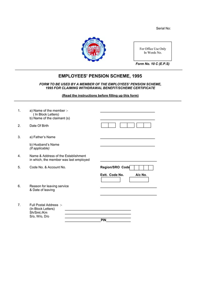 Provident fund form 10 c | PDF