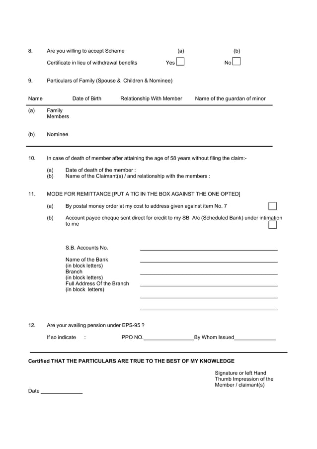 Provident fund form 10 c | PDF