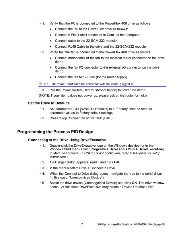 Pf400 process pid_for_fans_lab | PDF