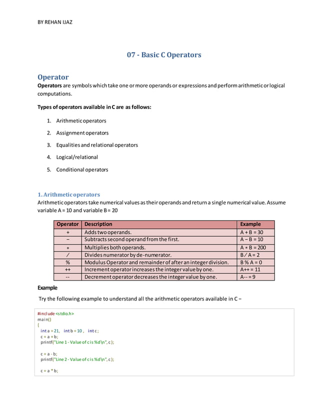 Programming Fundamentals lecture 7 | DOCX