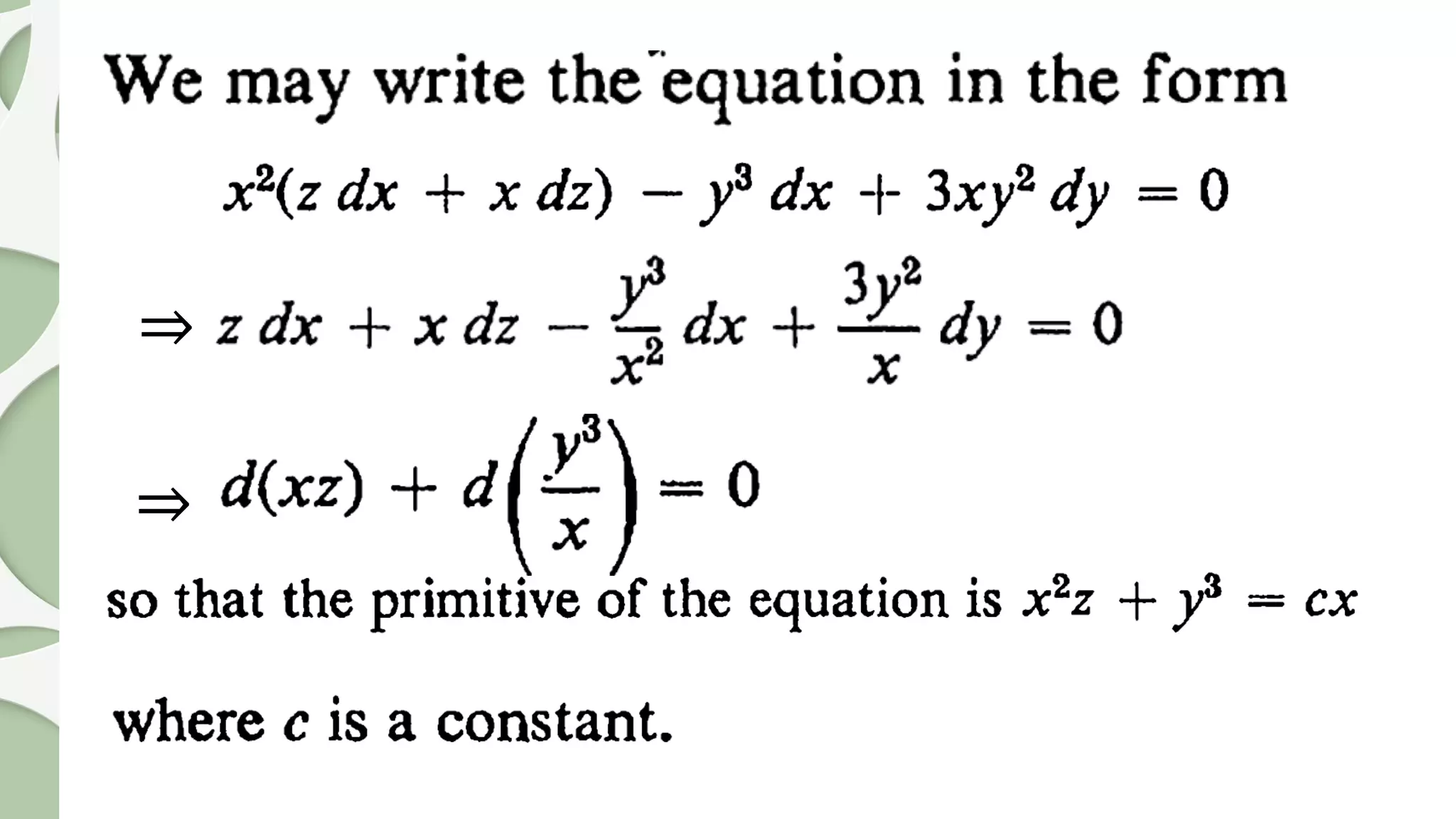 Pfaffian Differential Equations Methods Of Solution Part1 Ppt