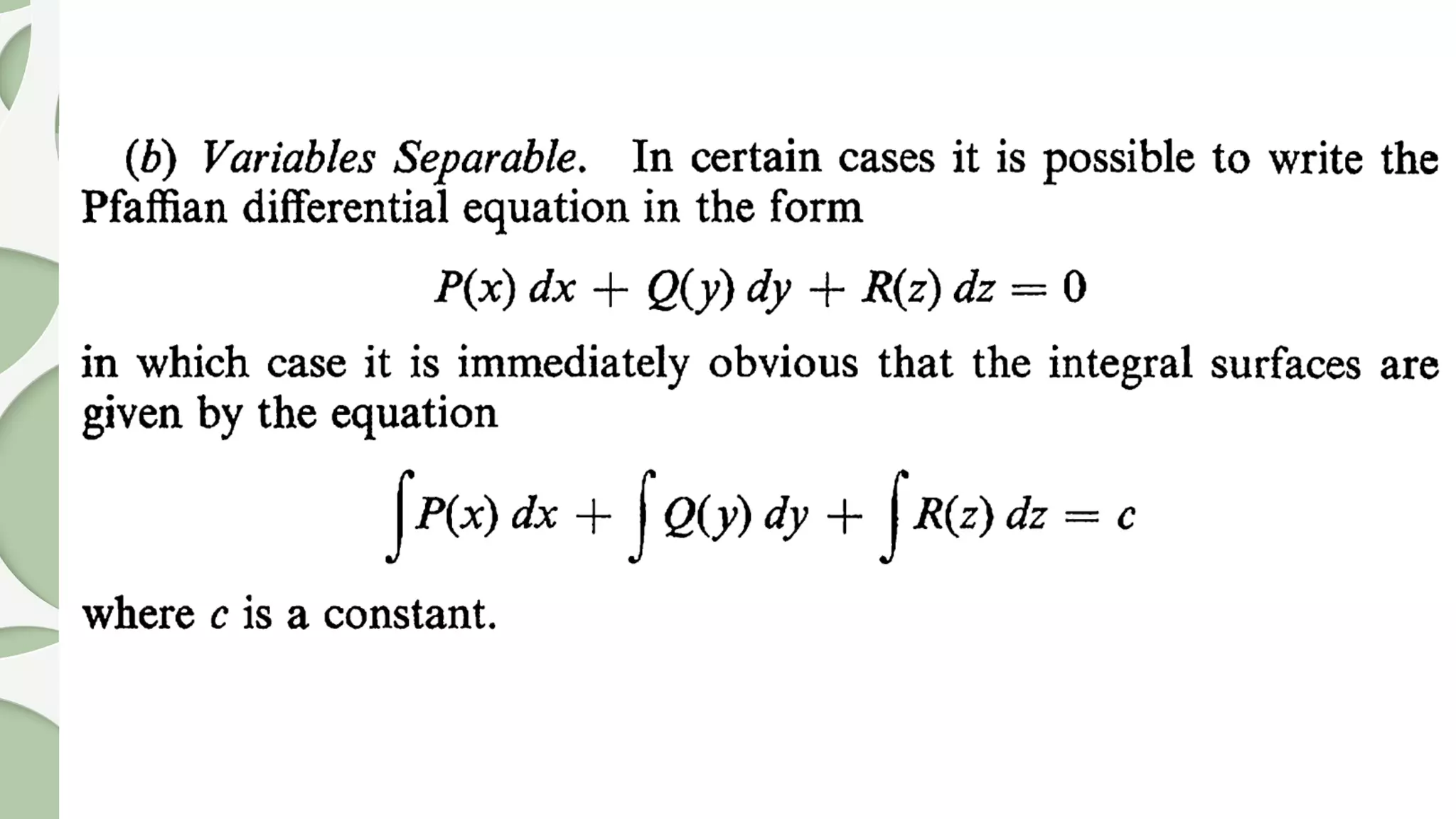 Pfaffian Differential Equations Methods Of Solution Part1 Ppt