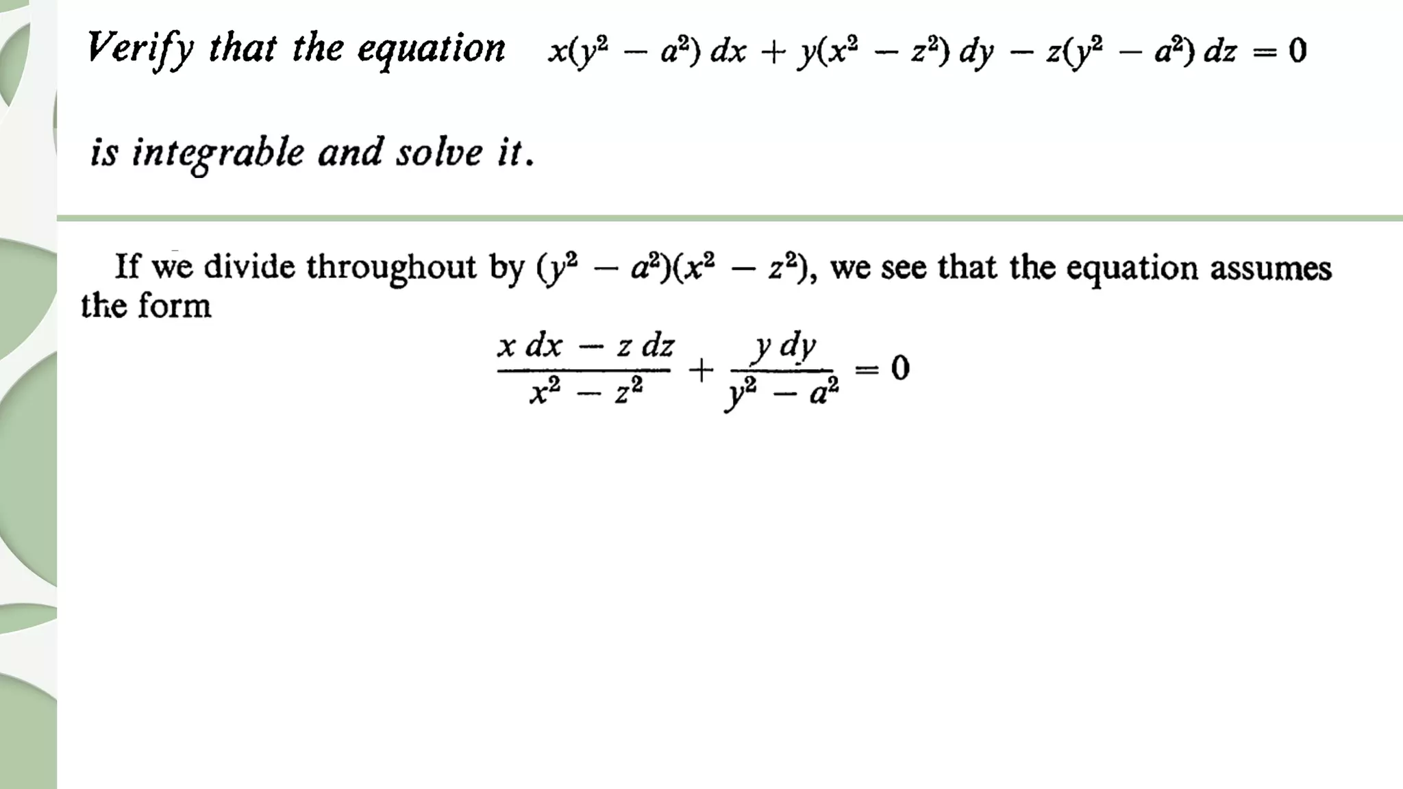 Pfaffian Differential Equations Methods Of Solution Part2 Pdf