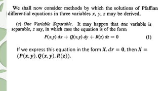 Pfaffian differential equations - methods of solution part2 | PDF